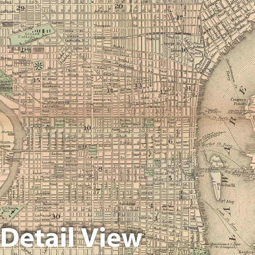 Historic Map : Family Atlas World, Philadelphia 1872 , Vintage Wall Ar ...