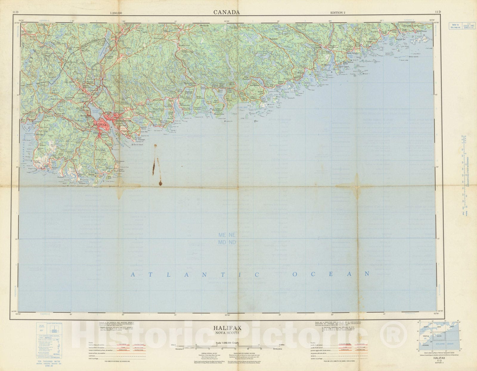Historic Map : Canada National Topographic System, Halifax 1972 , Vint ...