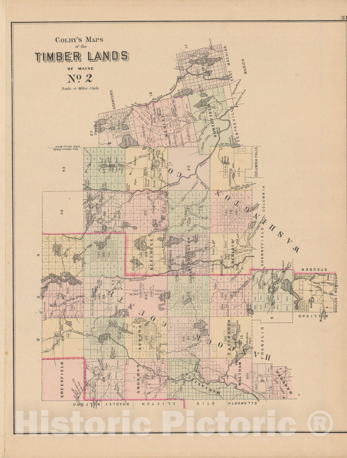 Historic Map : Atlas of Maine, Timberlands #2 1885 , Vintage Wall Art ...