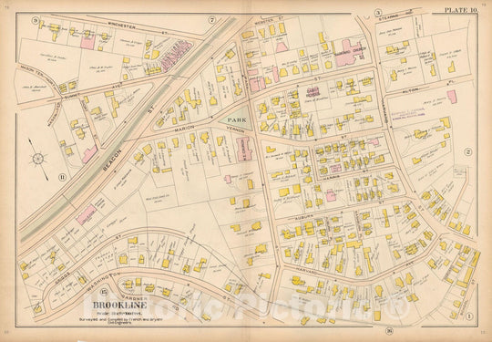 Historic Map : Atlas Town of Brookline, Brookline 1897 Plate 010 , Vin ...