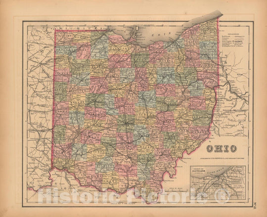 Historic Map : Ohio 1857 , General Atlas (Of The World) , Vintage Wall ...