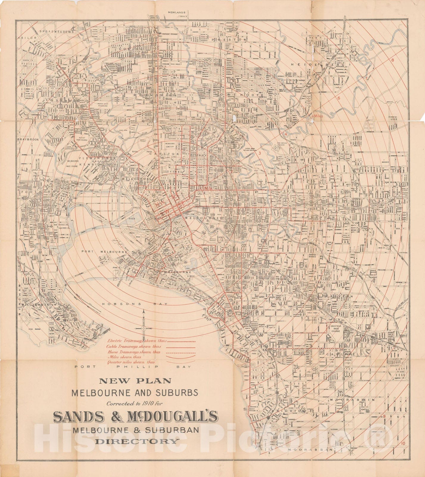 Historic Map : Melbourne 1910 , Vintage Wall Art – Historic Pictoric