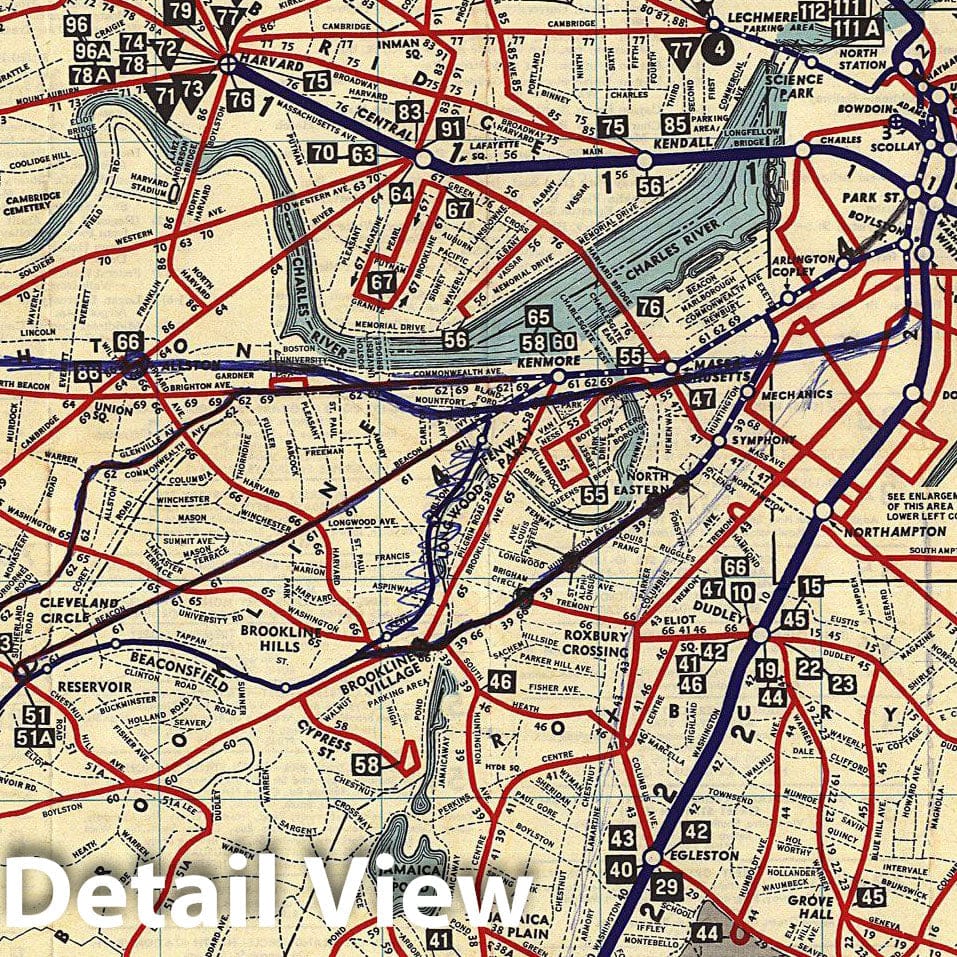 Historic Map : Greater Boston Transit Maps, Boston MTA System Route Ma ...
