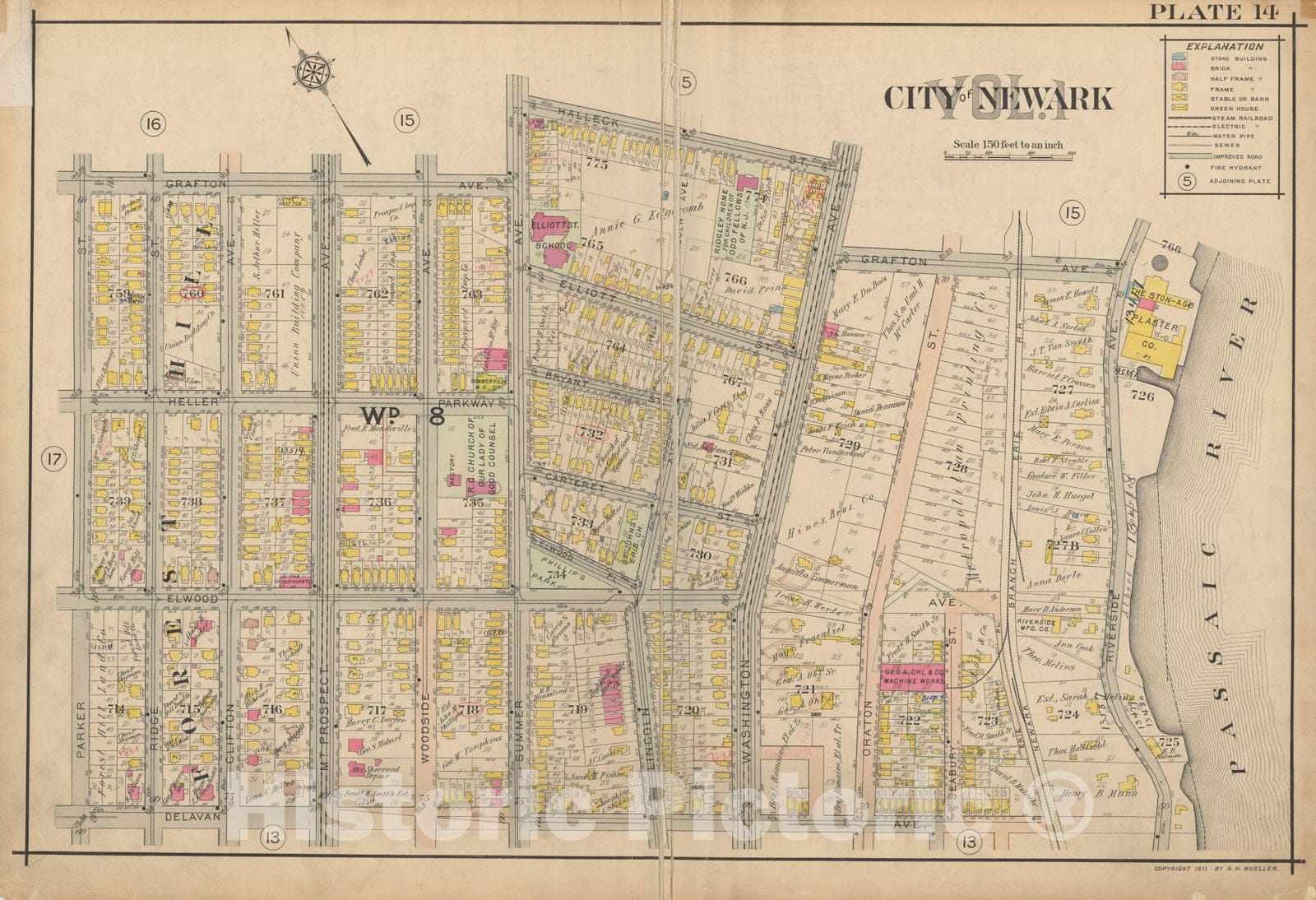 Historic Map : Atlas of Newark, Volume 1, Newark 1911 Plate 014 , Vint ...