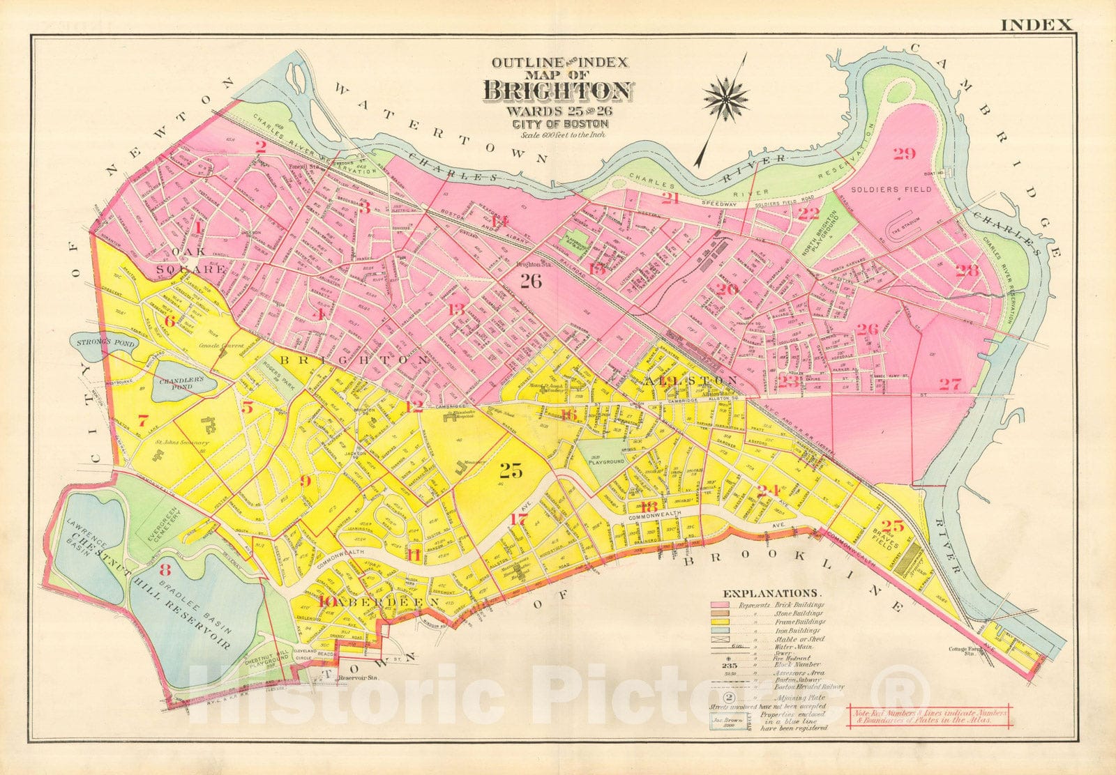Historic Map : Atlas City of Boston, Wards 25 & 26 Brighton, Brighton ...