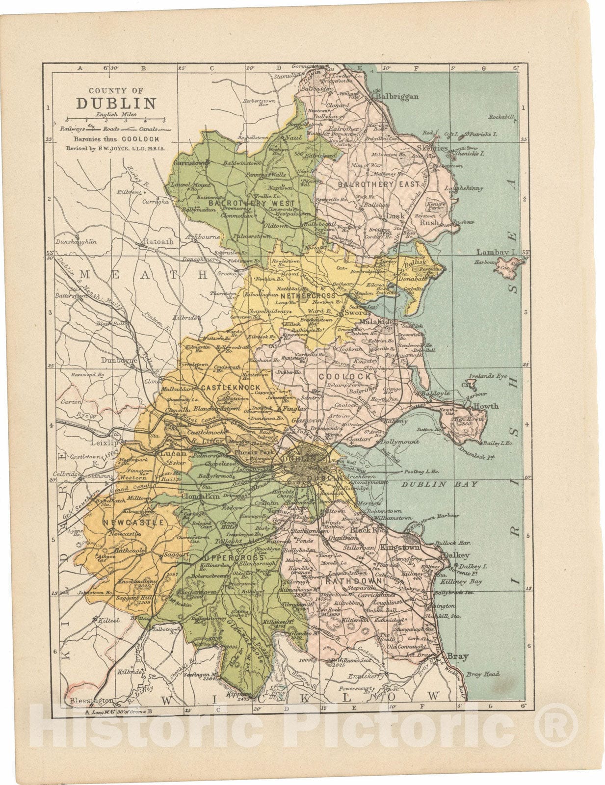 Historic Map : Irish County Maps, Dublin 1900 , Vintage Wall Art ...