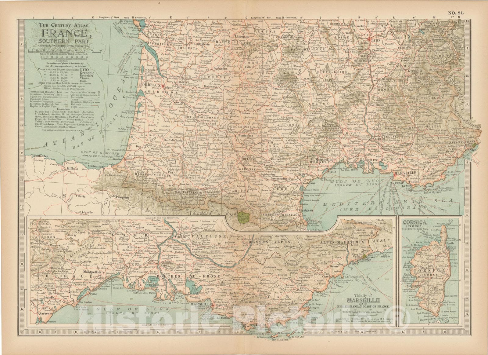 Historic Map : France 1914 , Century Atlas of the World, v2, Vintage W ...
