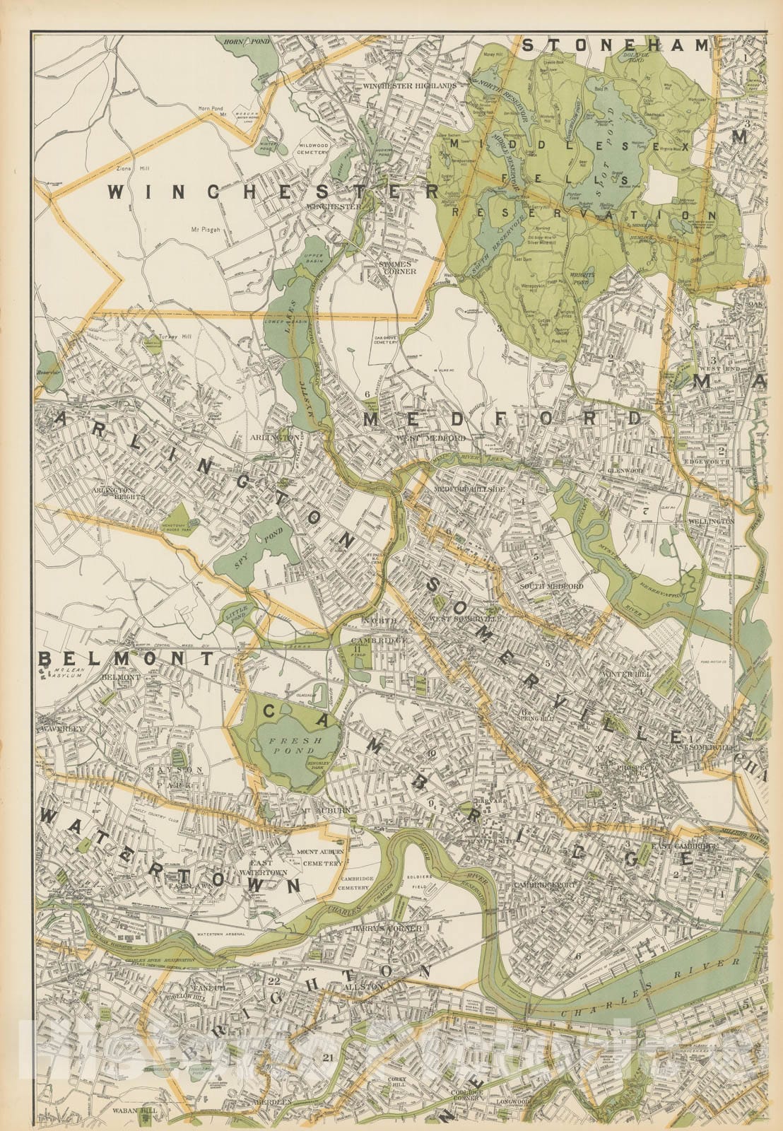 Historic Map : Map of Boston & Suburbs - NW Quad - 1900 , Northeast U ...