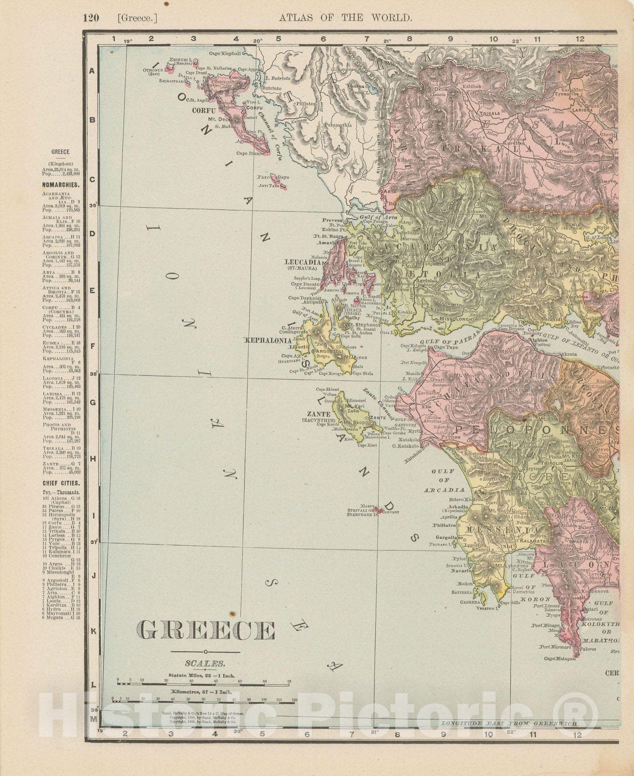 Historic Map : Greece 1900 , Universal Atlas World , Vintage Wall Art ...