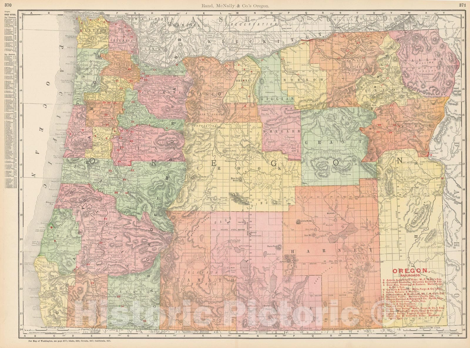 Historic Map : Oregon 1903 , Rand McNally Business Atlas , Vintage Wal ...