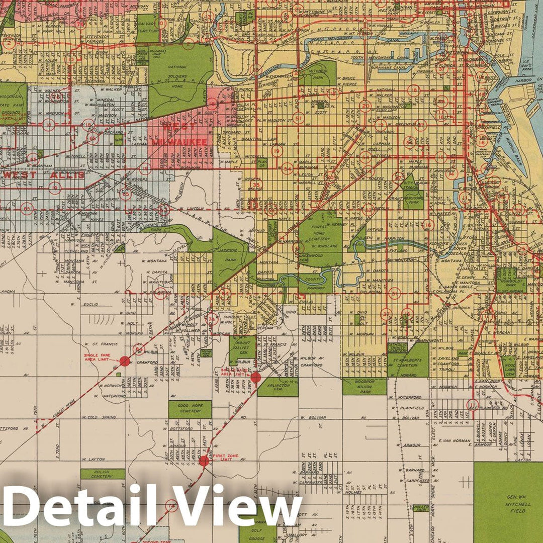 Historic Map : Milwaukee Transit Map 1946 Railroad Catography , Vintag ...