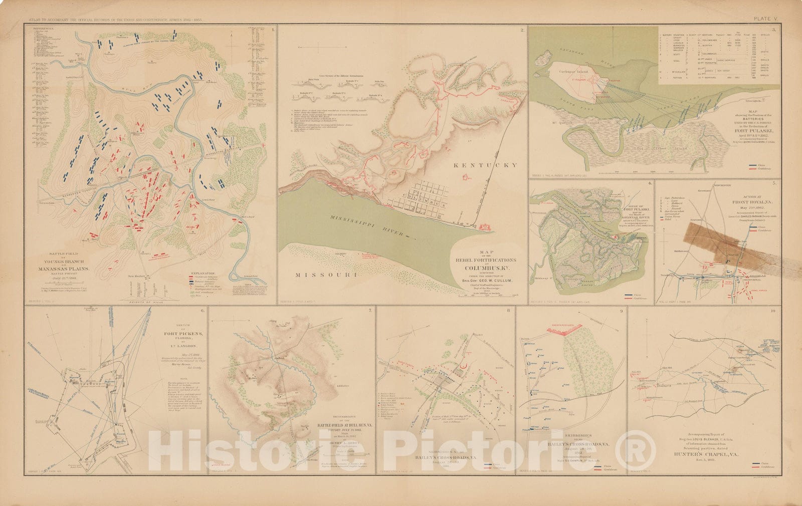 Historic Map : Civil War Atlas of the Union and Confederate Armies, Ba ...
