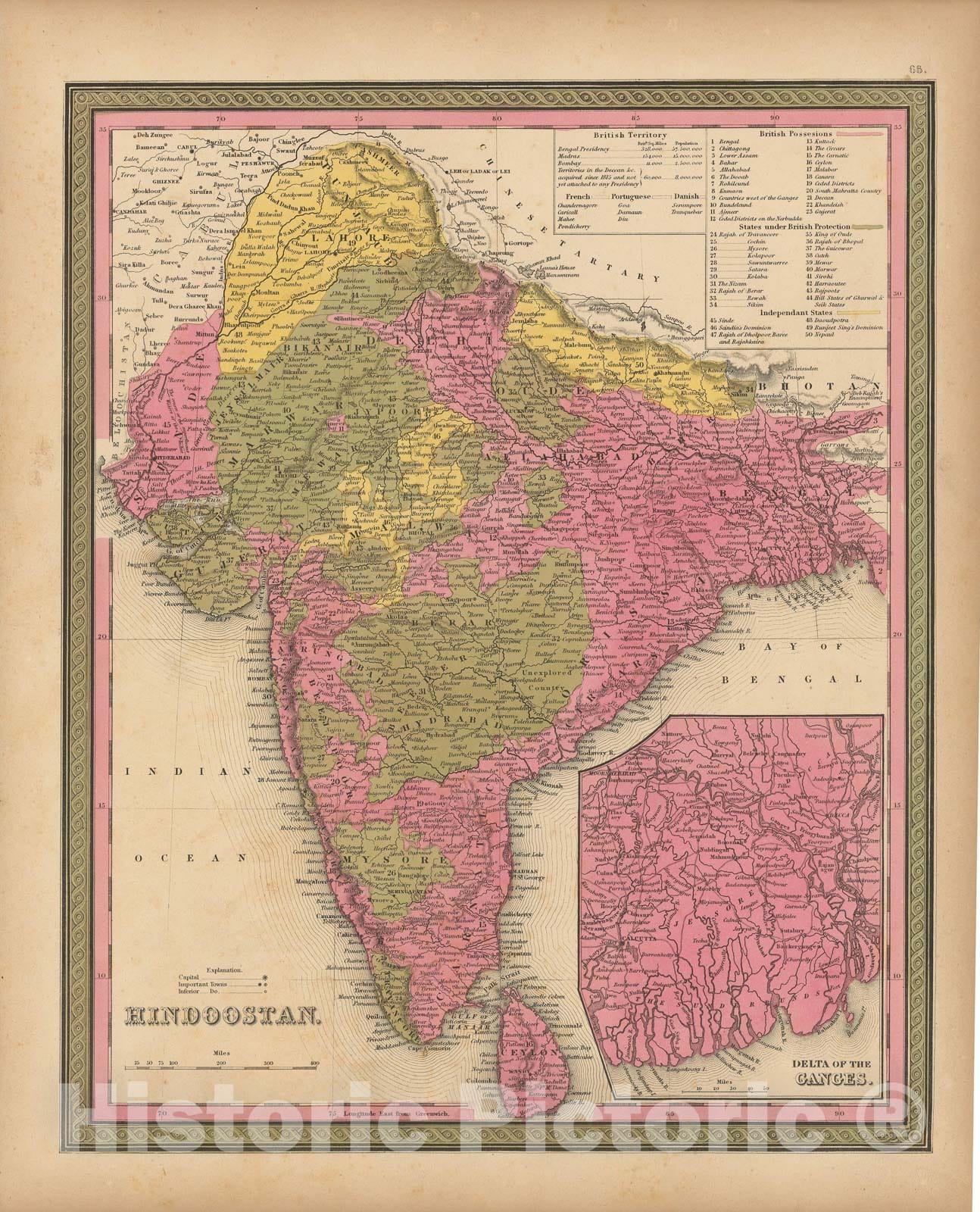 Historic Map : India 1847 , A New Universal Atlas of the World , Vinta ...