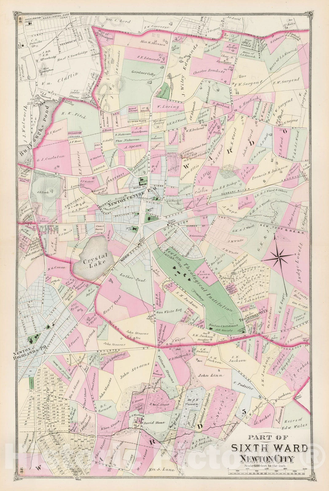 Historic Map : Atlas of Newton, Newton 1874 , v3, Vintage Wall Art ...