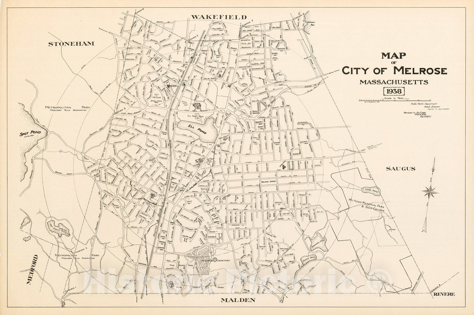Historic Map : Melrose, Melrose 1938 , Vintage Wall Art – Historic Pictoric