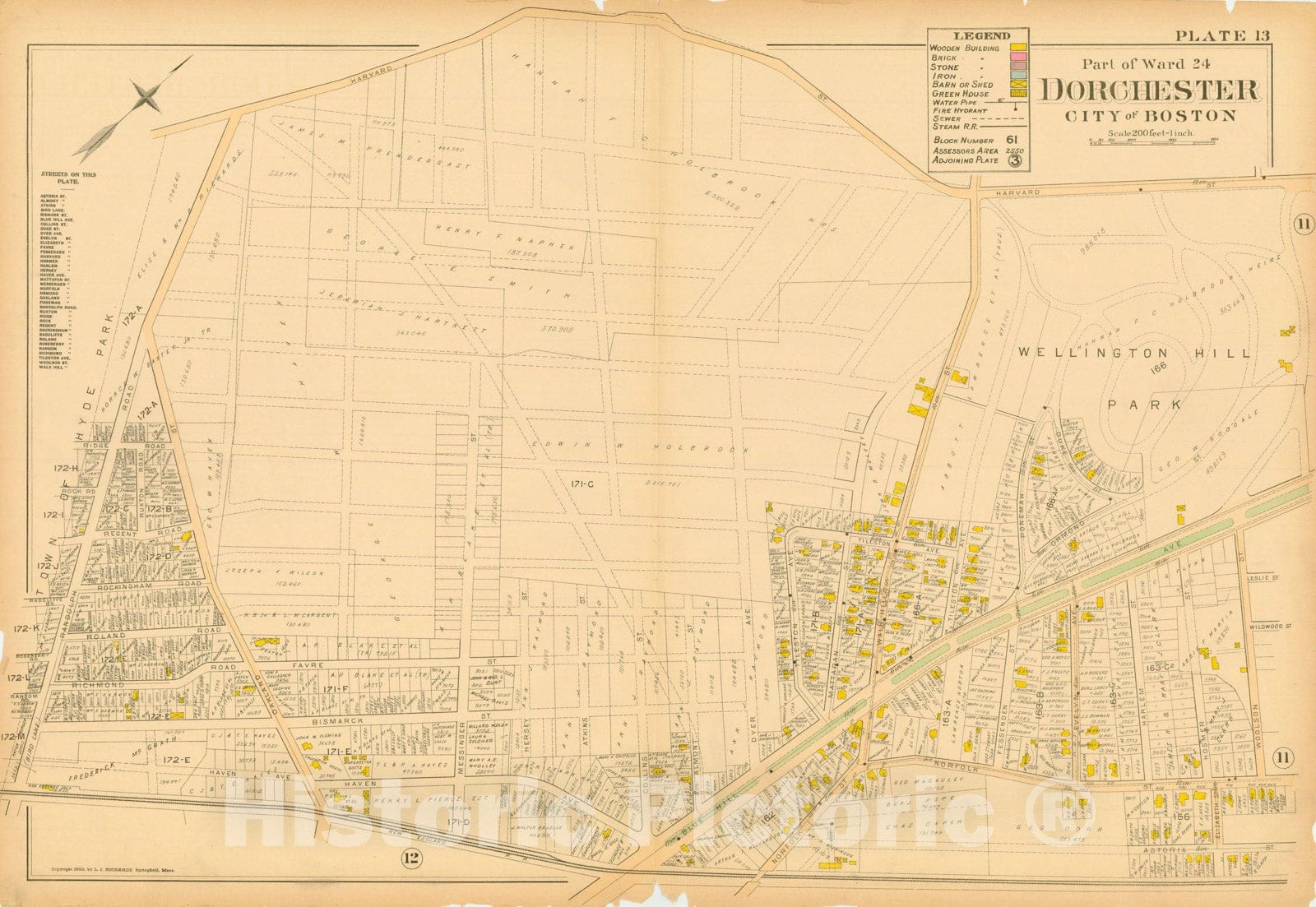 Historic Map : Atlas of Dorchester, Dorchester 1895 Plate 013 , Vintag ...