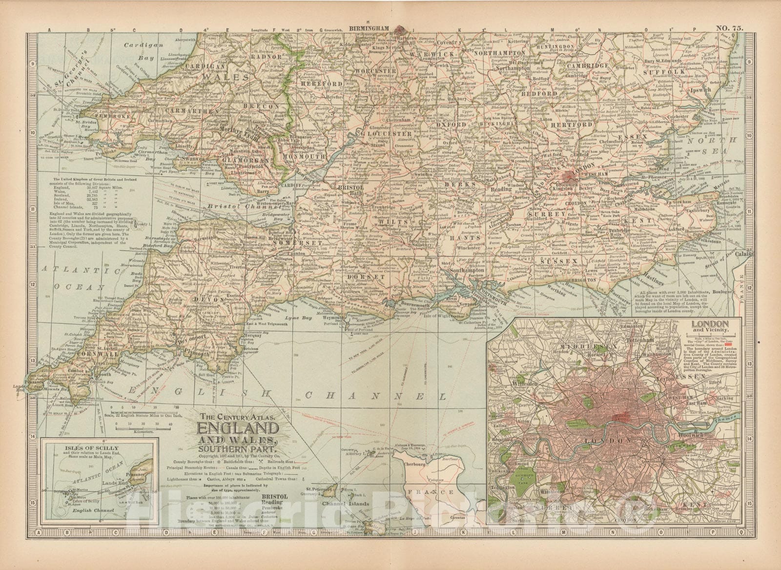 Historic Map : England & Wales 1914 , Century Atlas of the World, Vint ...