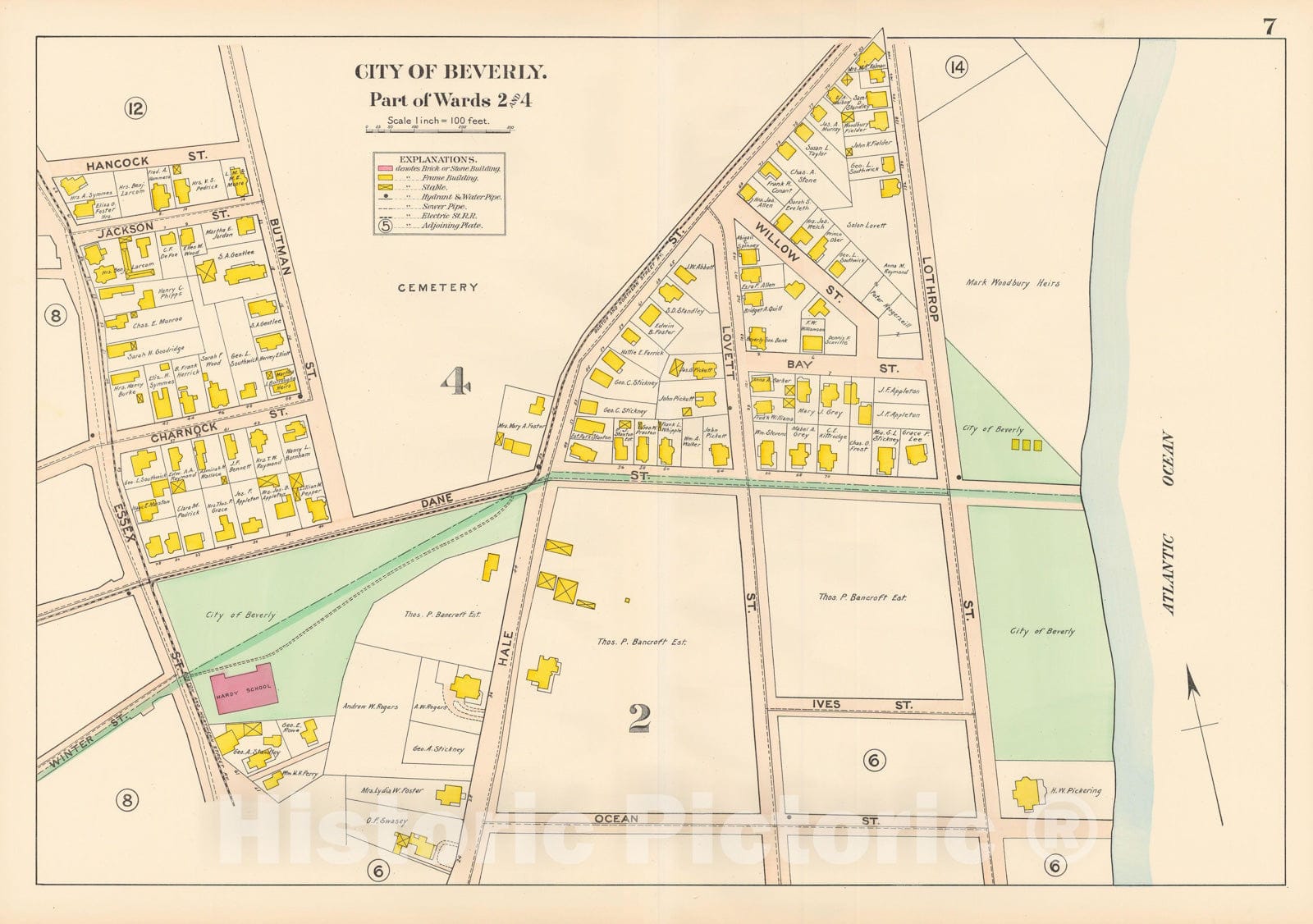 Historic Map : Beverly 1907 Plate 007 , Atlas City of Beverly , Vintag ...