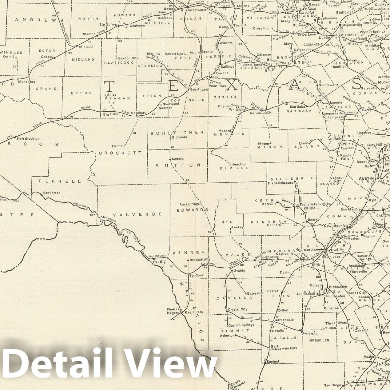 Historic Map : Texas 1925 , Vintage Wall Art - Historic Pictoric