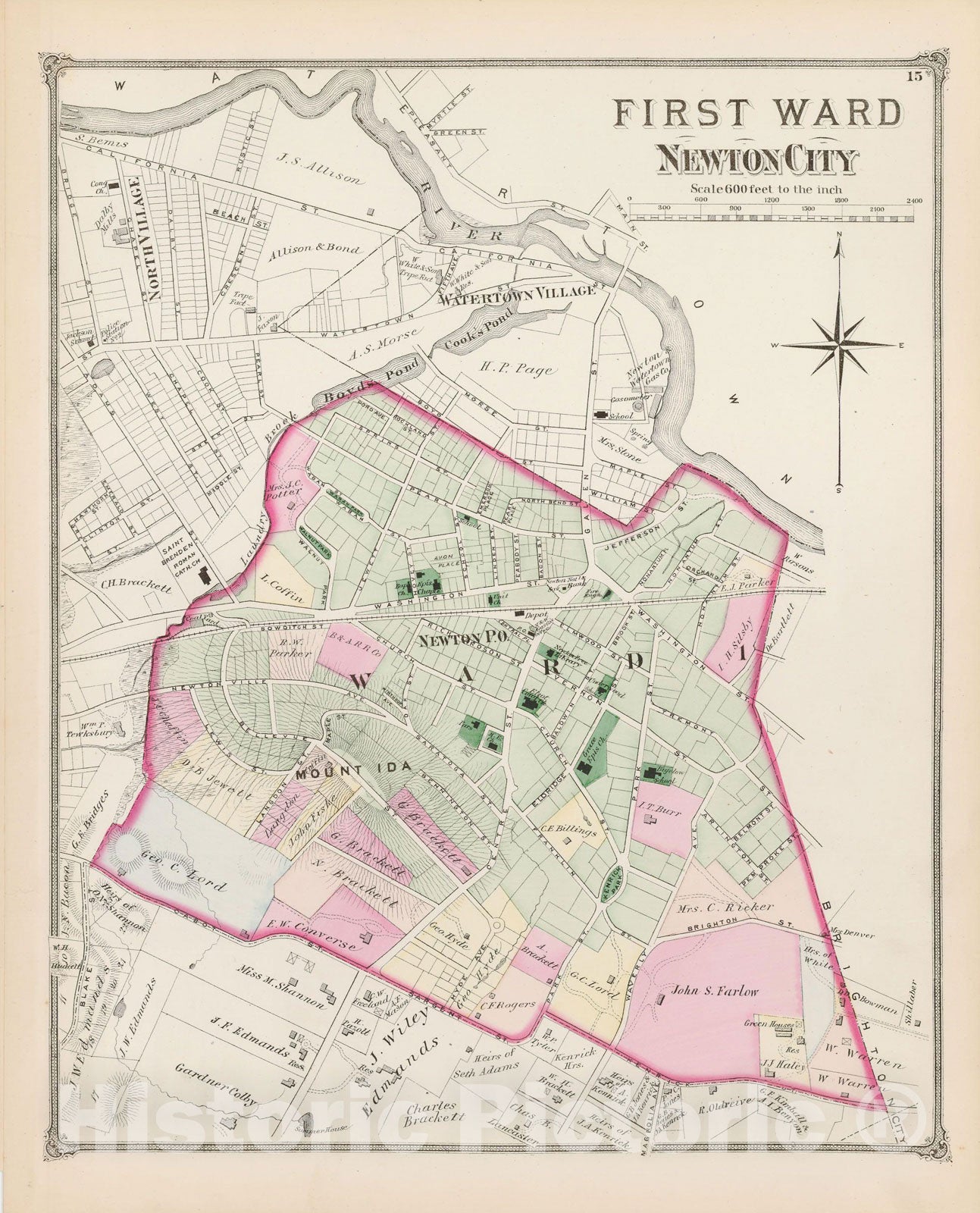 Historic Map : Atlas of Newton, Newton 1874 , v2, Vintage Wall Art ...
