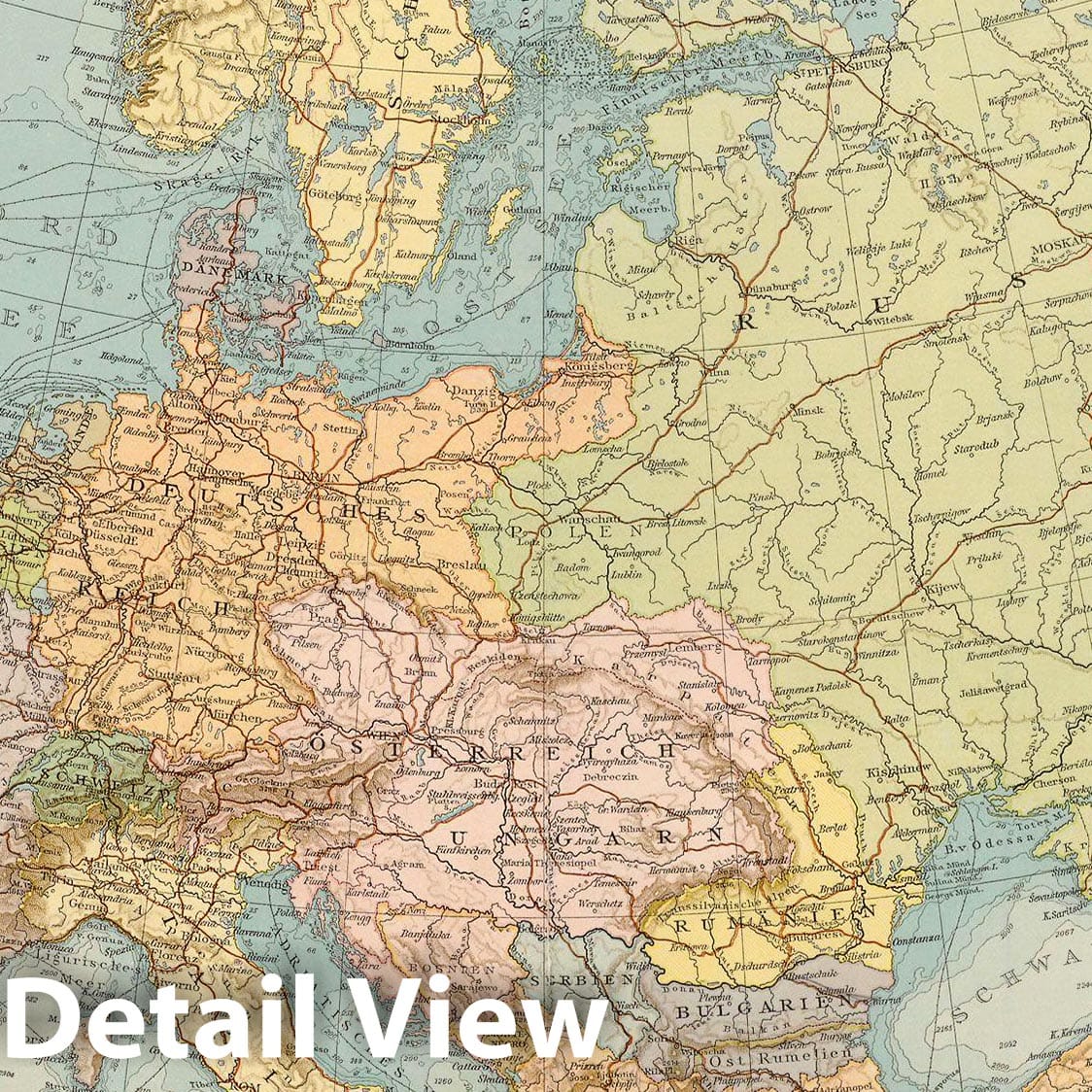 Historic Map : Europe 1899 , Andrees Allgemeiner Handatlas , v2, Vinta ...