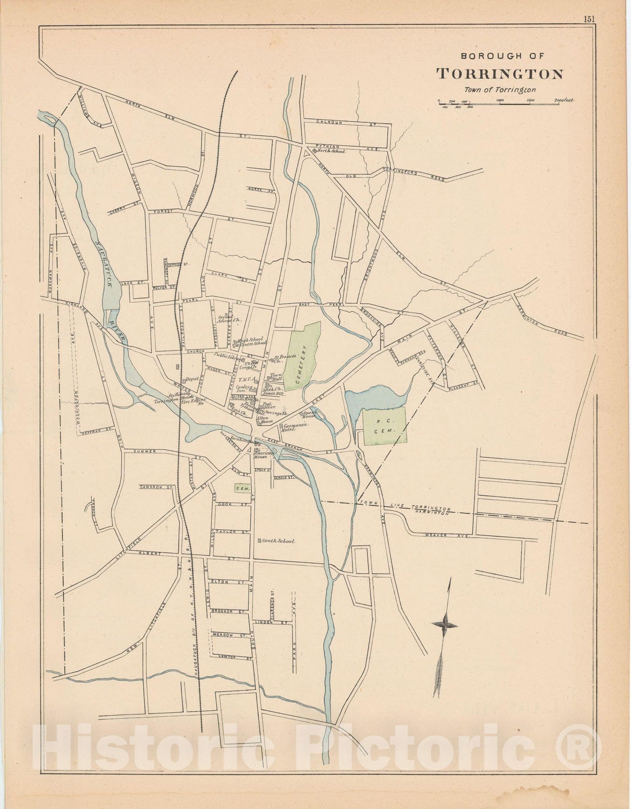 Historic Map : Torrington 1893 , Town and City Atlas State of Connecti ...
