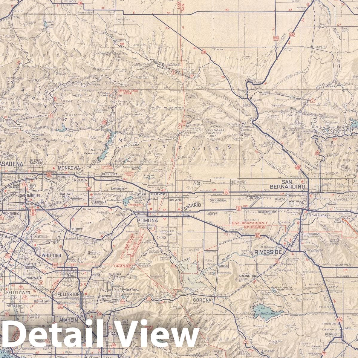 Historic Map : Road Map of Los Angeles and Vicinity 1940 , Vintage Wal ...