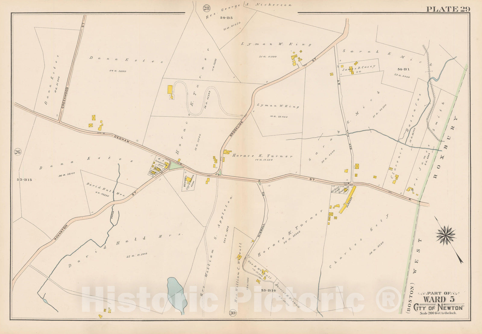 Historic Map : Atlas of Newton, Newton 1907 Plate 029 , Vintage Wall A ...