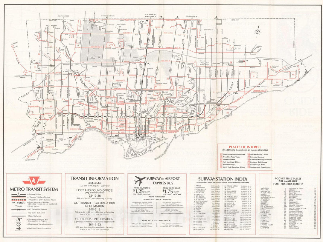 Historic Map : Downtown Toronto Transit Map 1974 Railroad Catography ...