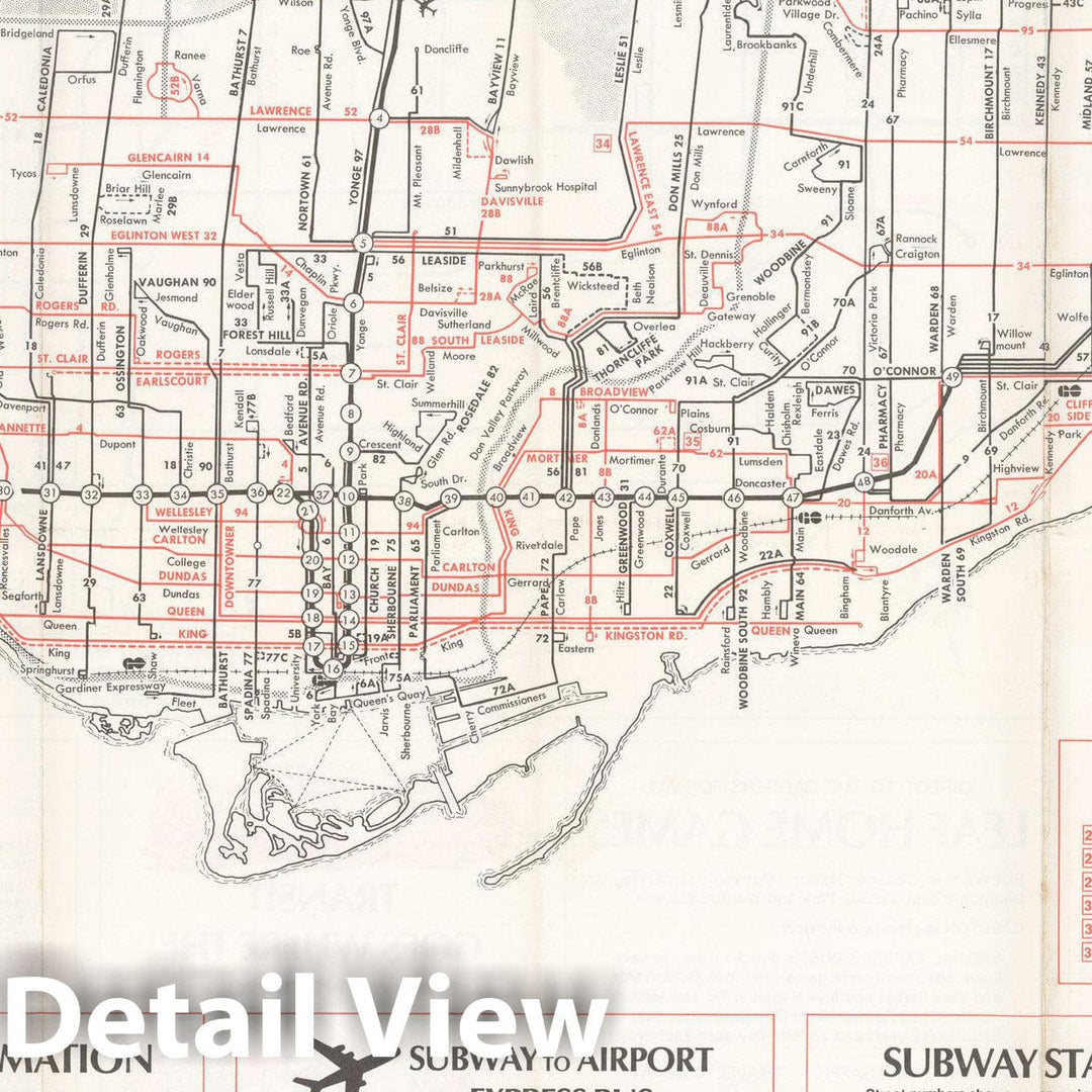 Historic Map : Downtown Toronto Transit Map 1974 Railroad Catography ...