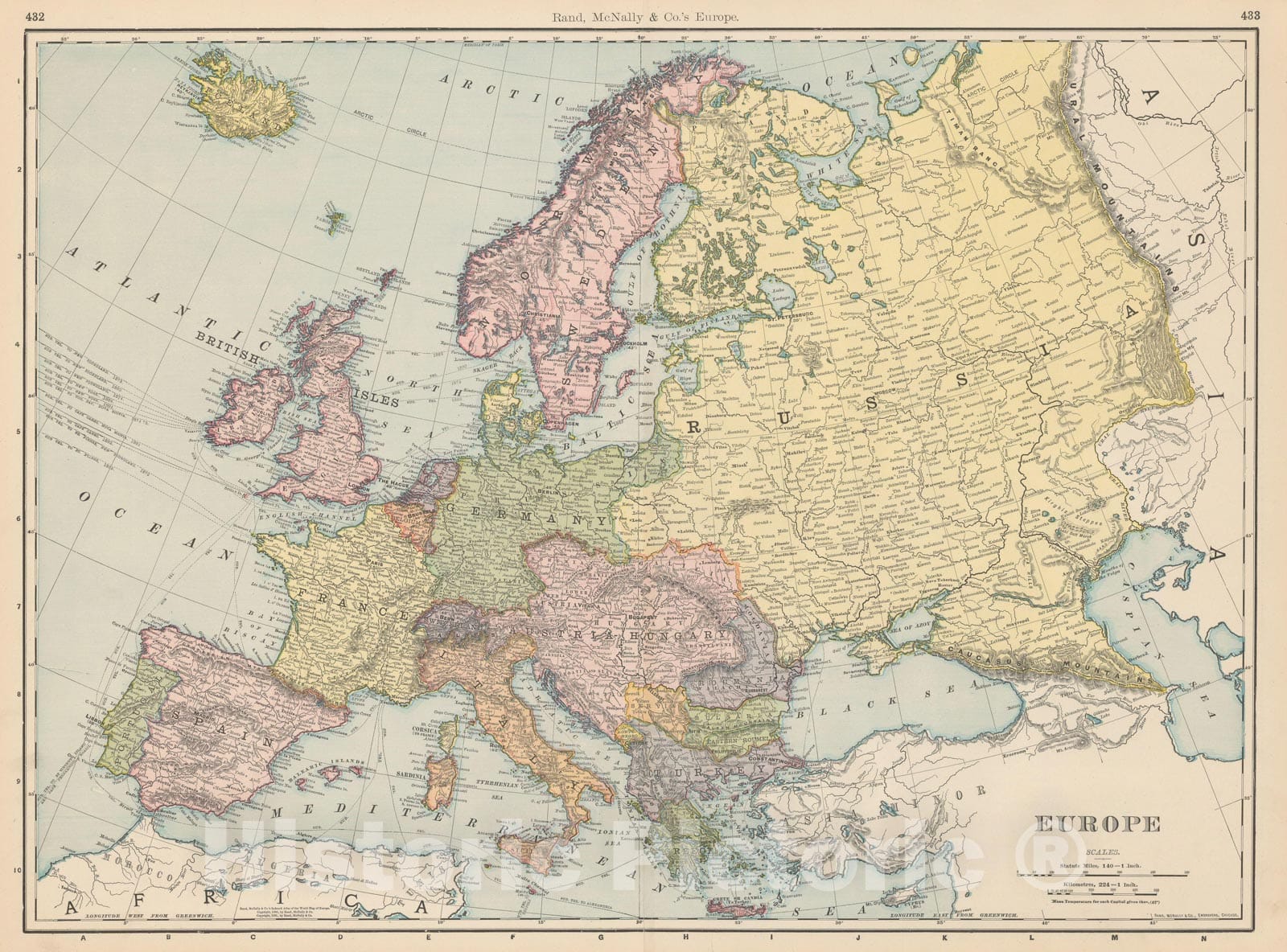 Historic Map : Europe 1903 , Rand McNally Business Atlas , Vintage Wal ...
