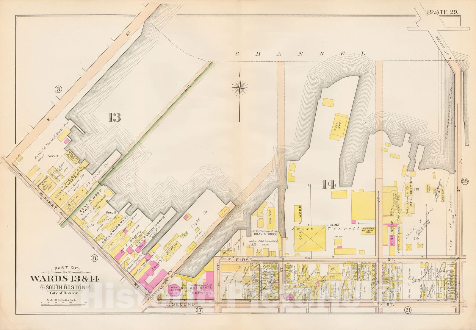 Historic Map : Atlas City of Boston, South Boston 1899 Plate 029 , Vin ...