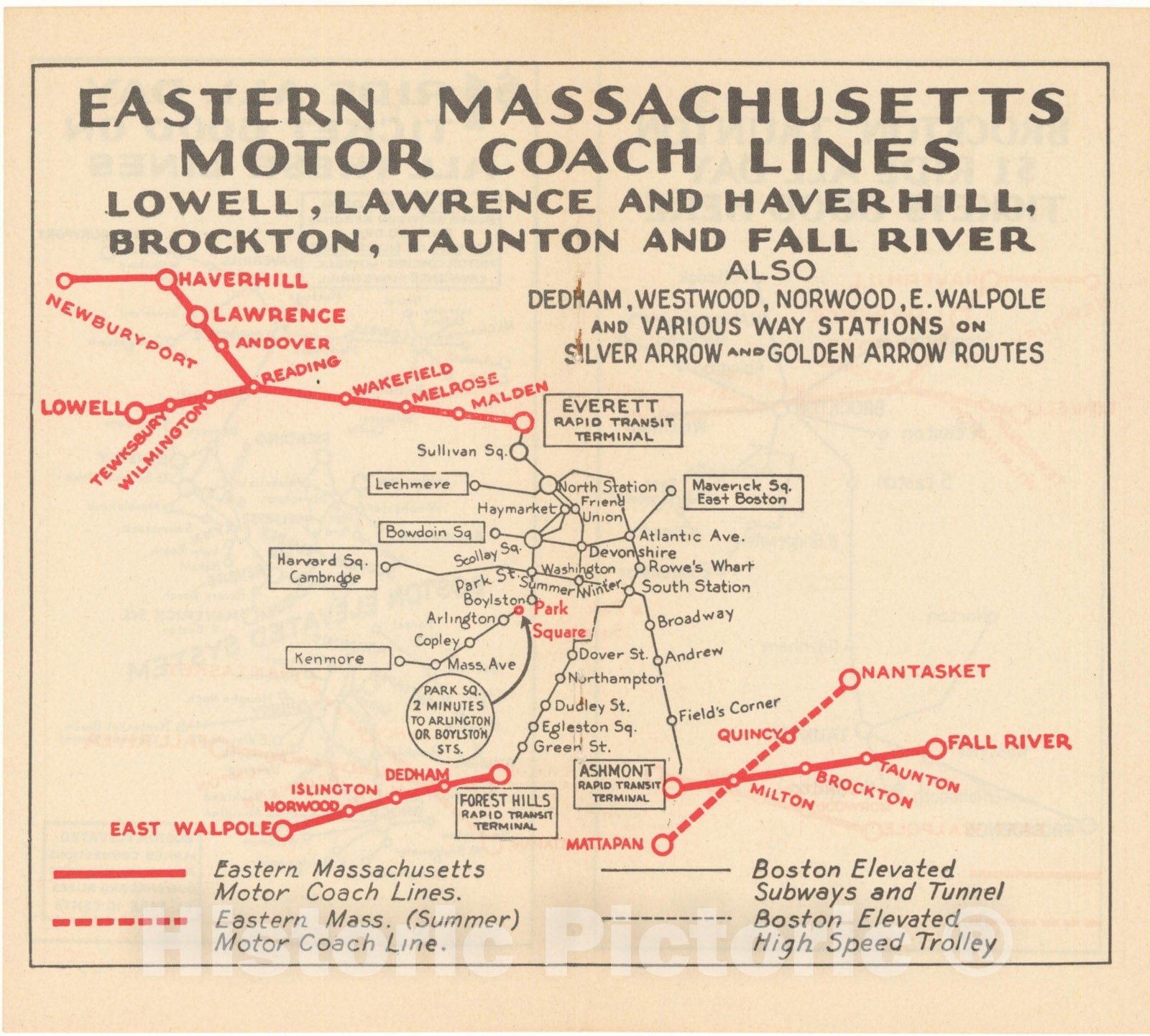 Historic Map : Eastern Mass. Street Railway Maps, Eastern Mass. Motor ...