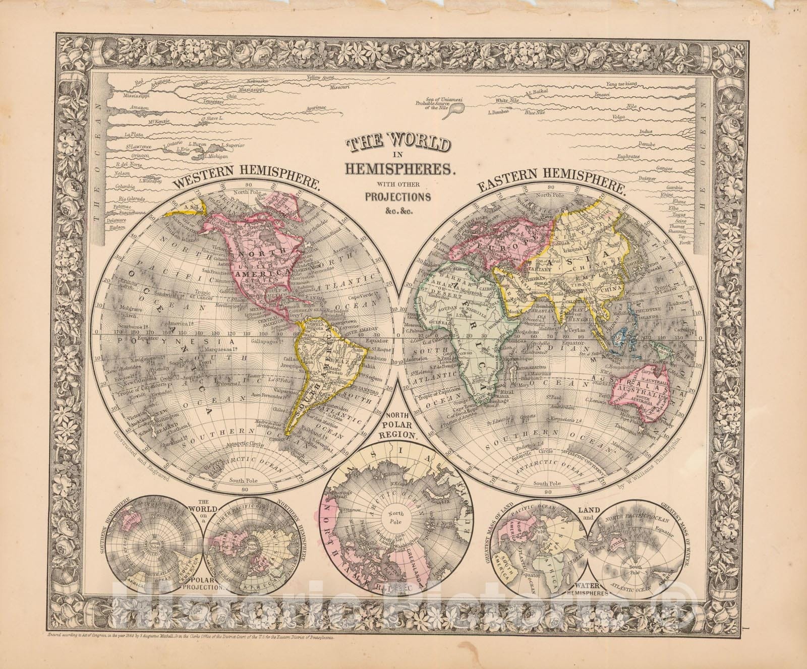 Historic Map : World Map 1864 , New General (World) Atlas , Vintage Wa ...