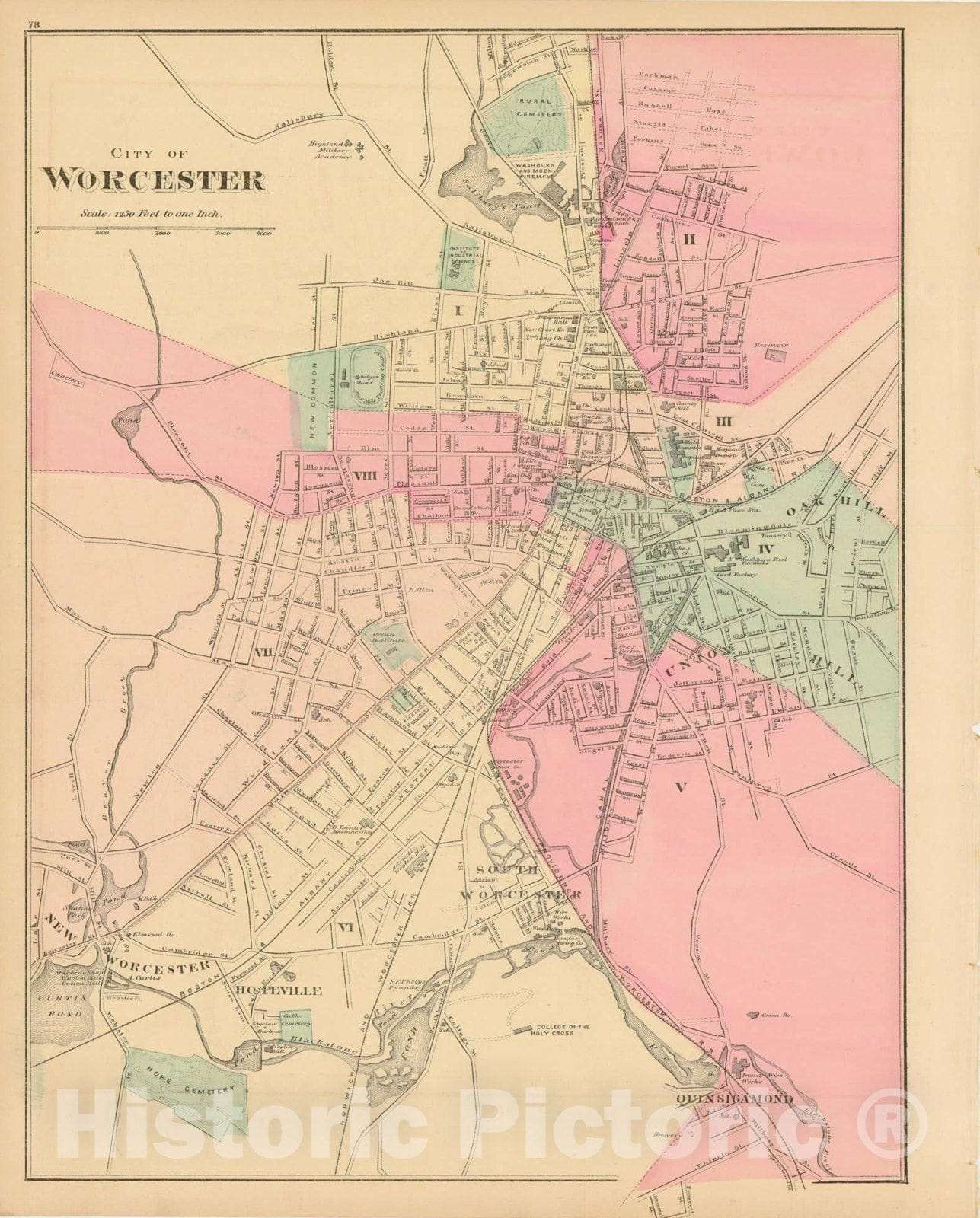 Historic Map : Official Topographical Atlas of Massachusetts, Worceste ...
