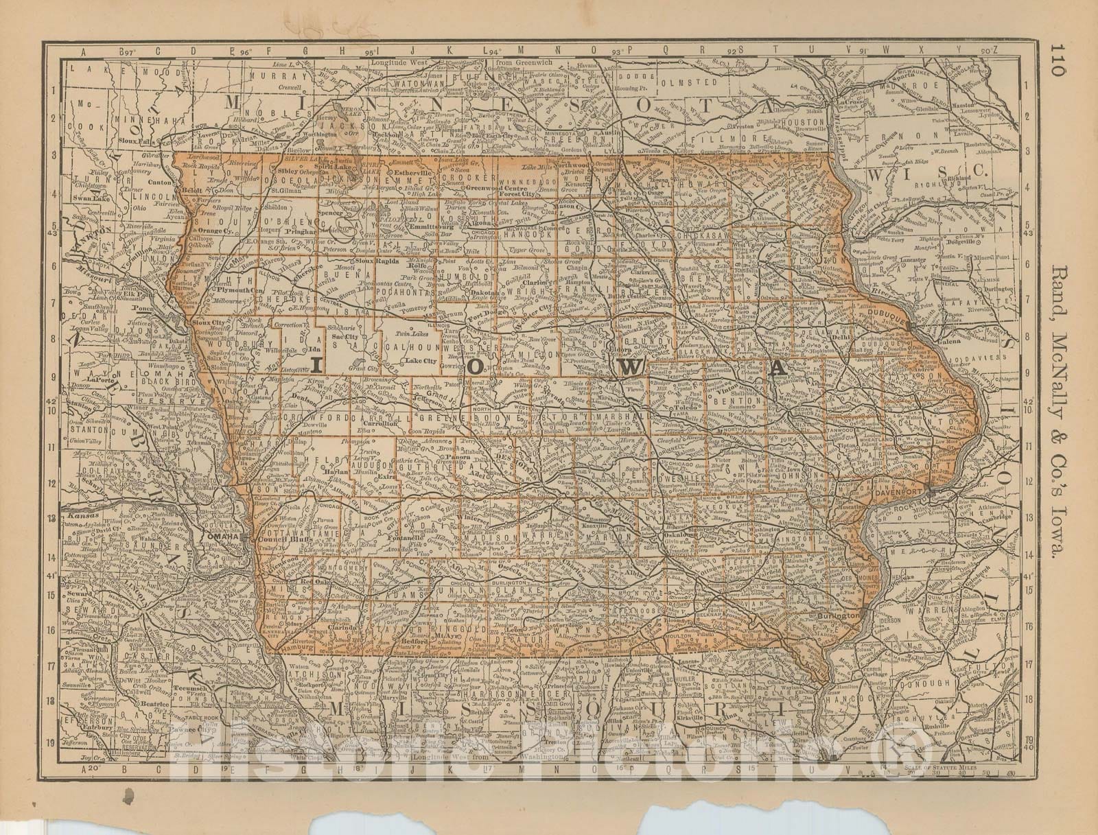 Historic Map : Iowa 1877 , Business Atlas of the USA , Vintage Wall Ar ...