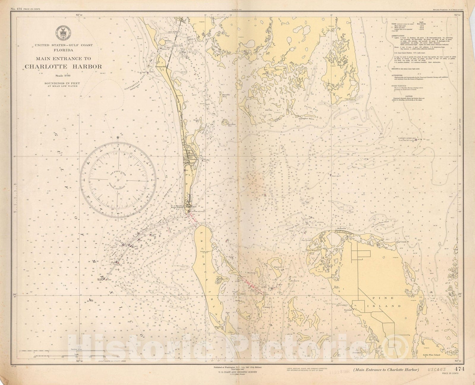 Historic Map : Coastal Charts - Florida Gulf Coast: Entrance to Charlo ...