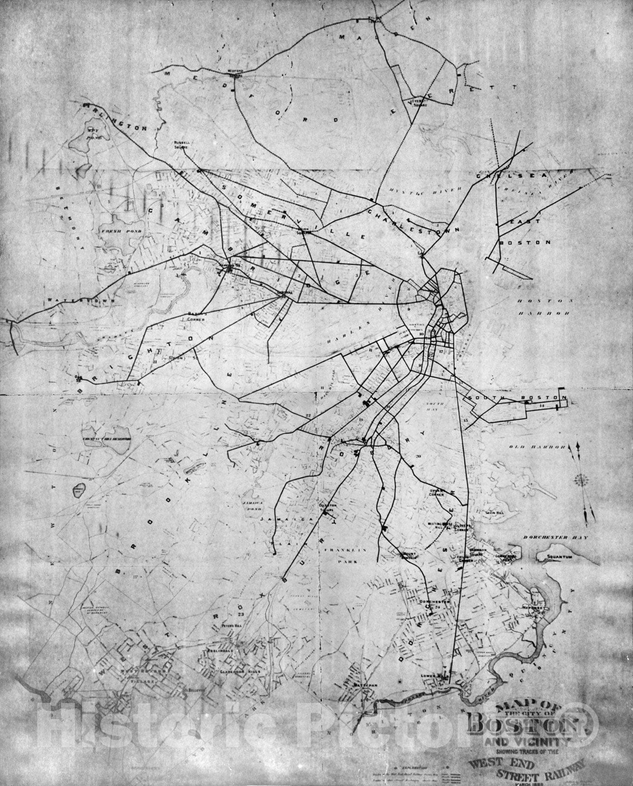 Historic Map : Greater Boston Transit Maps, Tracks of the West End Str ...