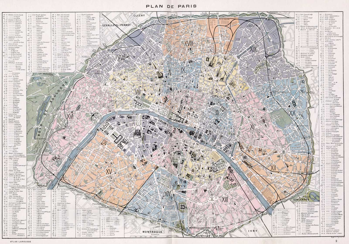 Historic Map : Paris , France,Plan de Paris. 1900 , Vintage Wall Art ...