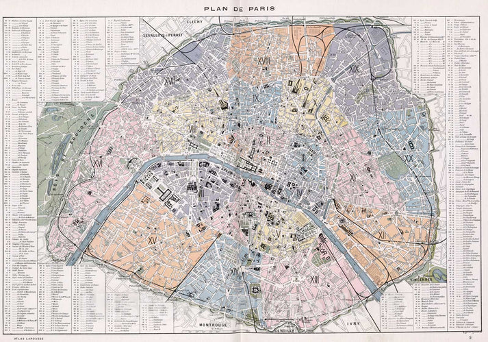 Historic Map : Paris , France,Plan de Paris. 1900 , Vintage Wall Art ...