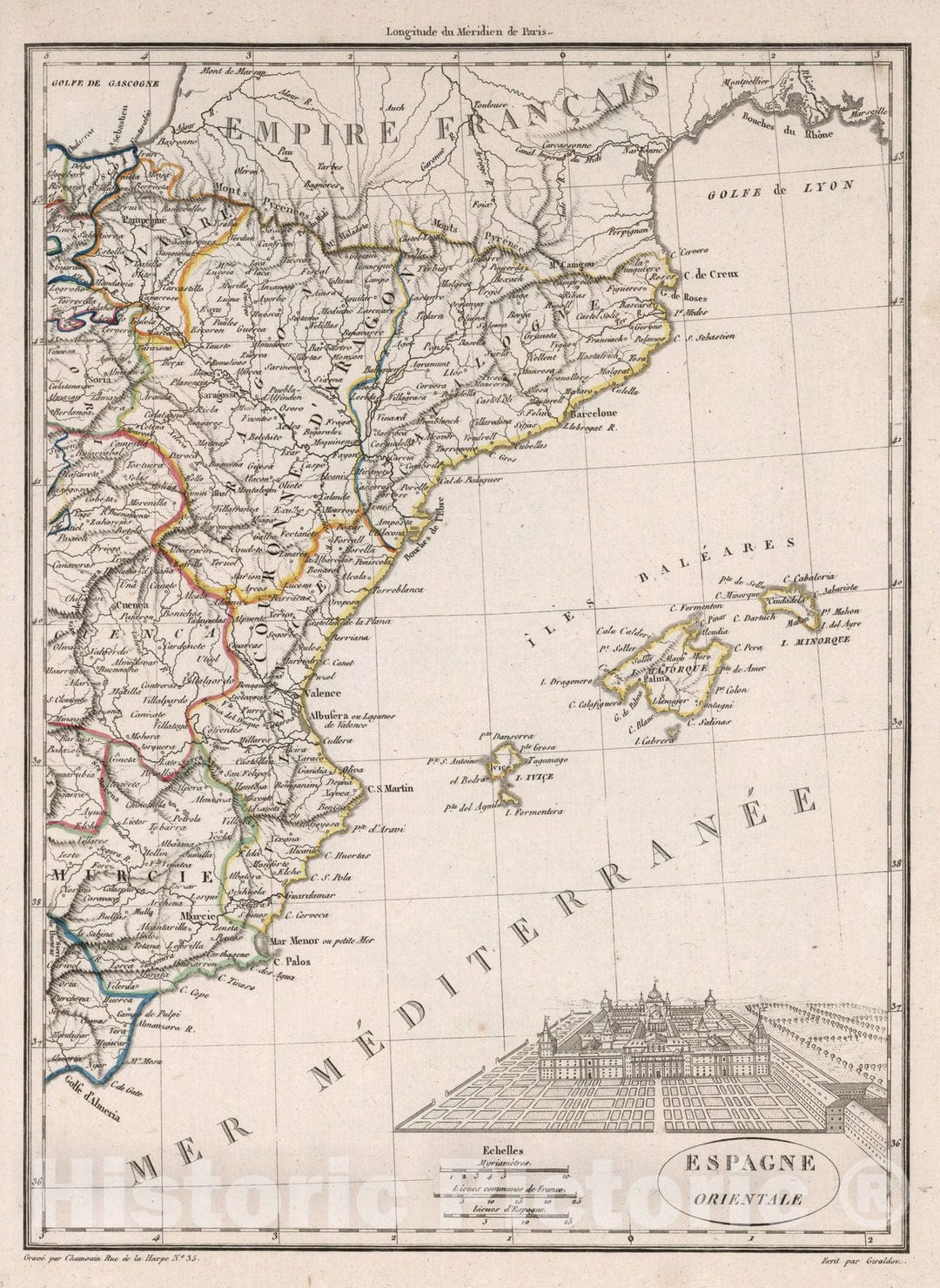 Historic Map : Spain,Espagne Orientale. 1812 , Vintage Wall Art ...