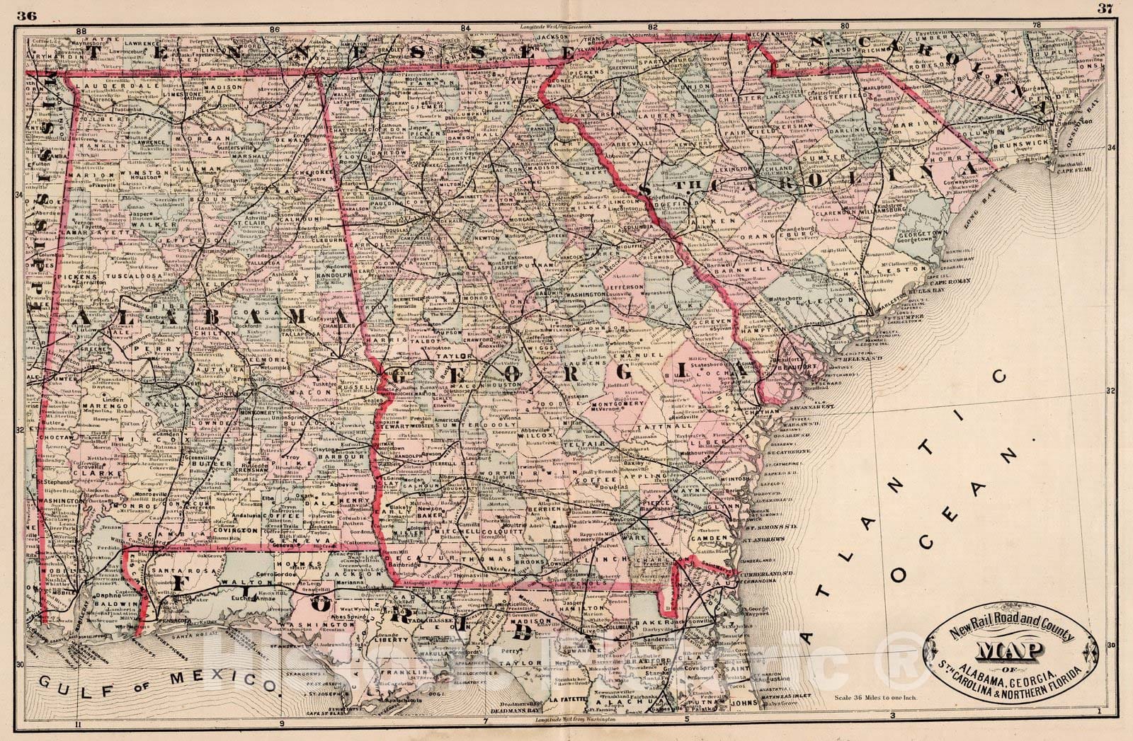 Map Of Florida Alabama And Georgia