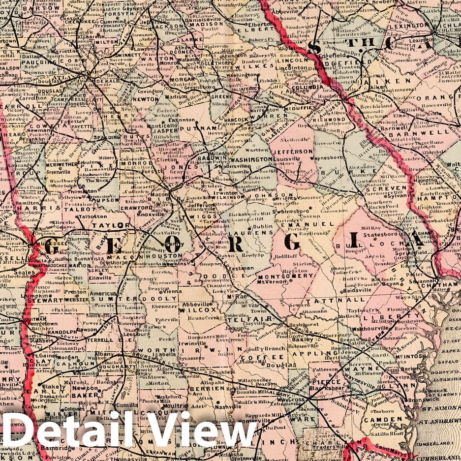 Historic Map : World Atlas Map, Alabama, Georgia, South Carolina and N ...