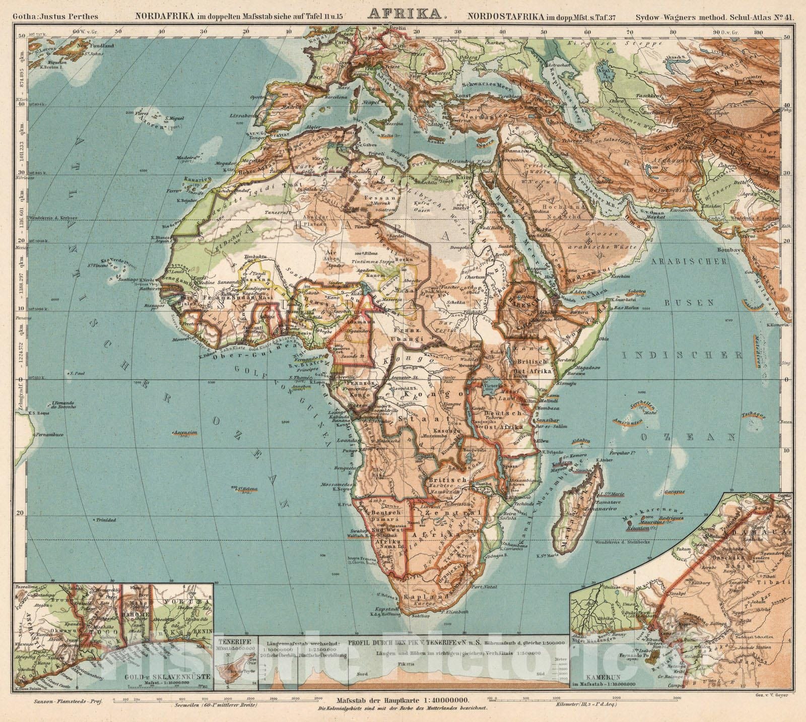 Historic Map : School Atlas Map, No. 41. Afrika. 1902 - Vintage Wall A ...