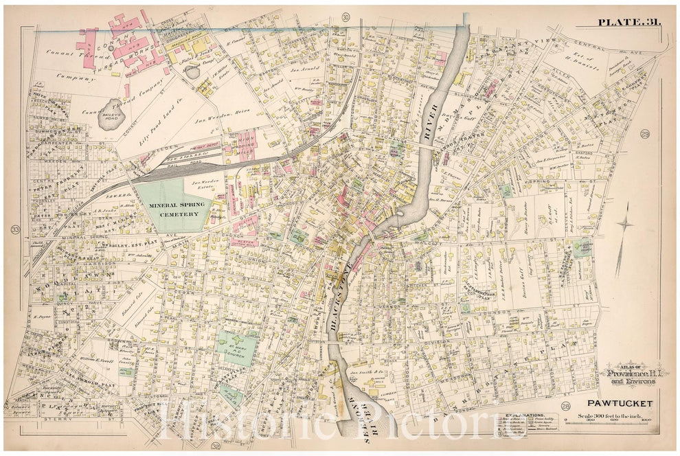 Historic Map - Pawtucket (R.I.), City Atlas Map, Plate 31. Atlas of Pr ...