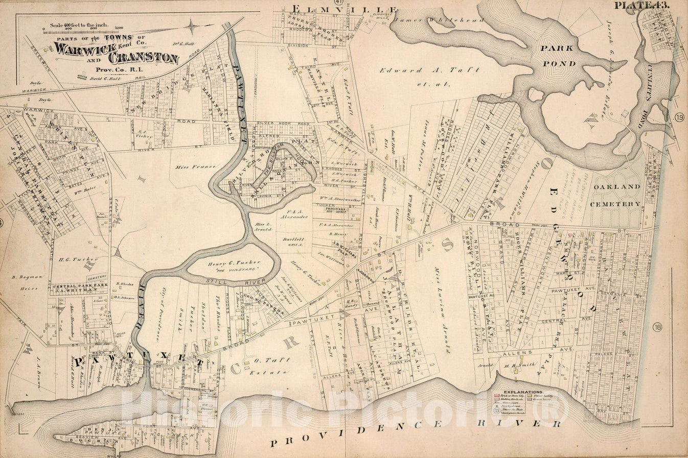 Historic Map : Warwick (R.I.), City Atlas Map, Plate 43. Parts of the ...