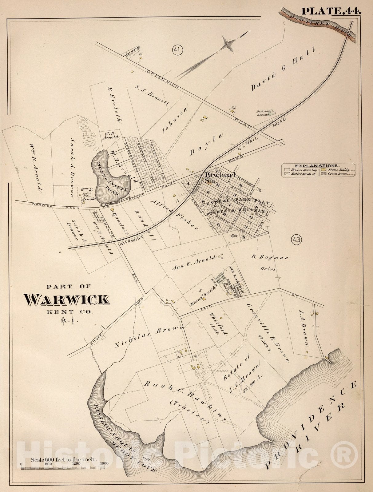Historic Map : Warwick (R.I.), City Atlas Map, Plate 44. Part of Warwi ...