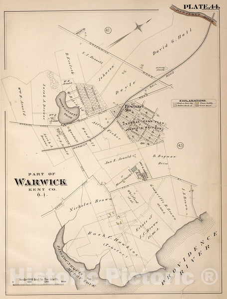 Historic Map : Warwick (R.I.), City Atlas Map, Plate 44. Part of Warwi ...