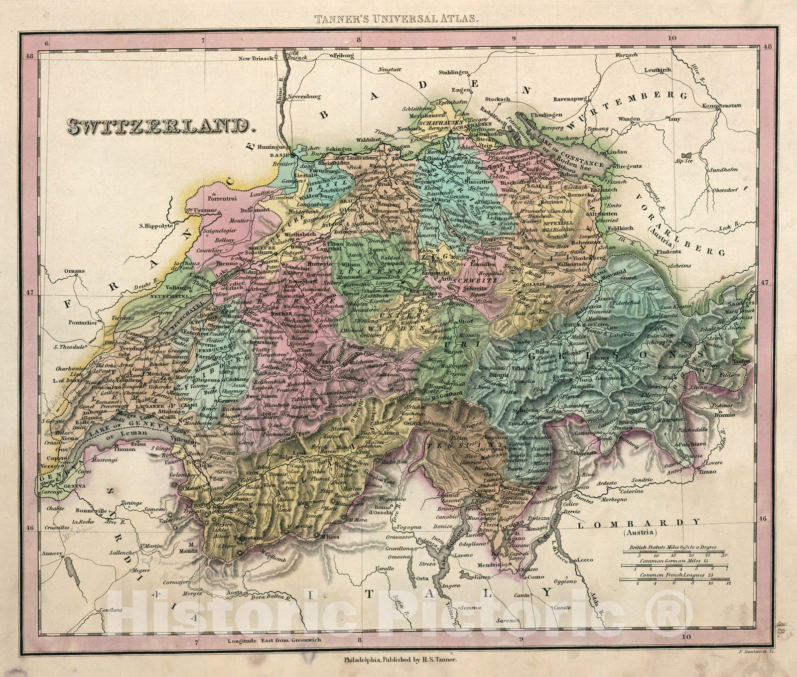 Historic Map : World Atlas Map, Switzerland. 1833 - Vintage Wall Art ...