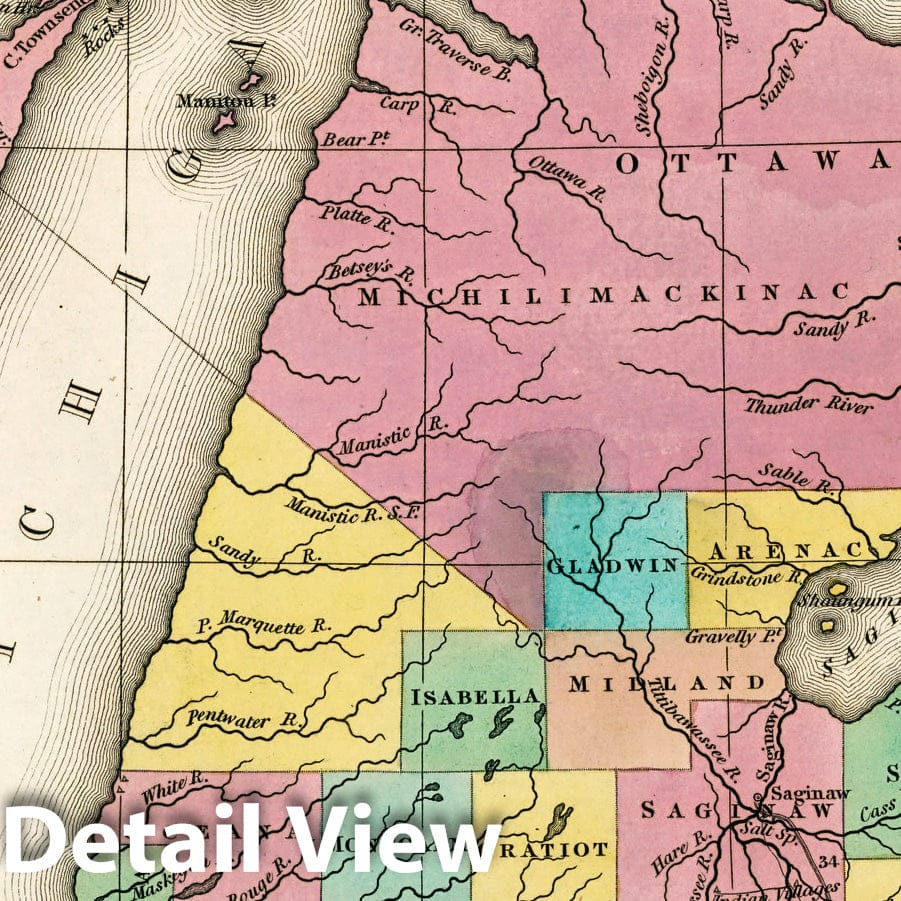 Historic Map : World Atlas Map, Michigan. 1833 - Vintage Wall Art ...